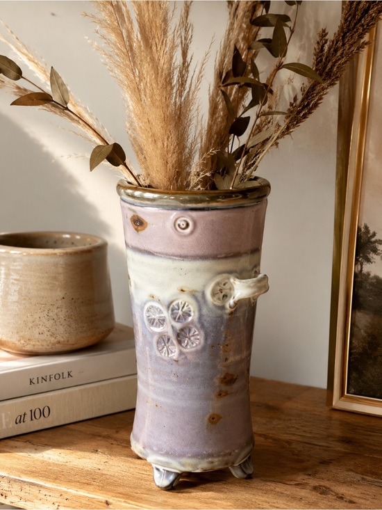 Accents | Vntg 197s Studio Pottery Vase Handmadelavender Blue Drip ...